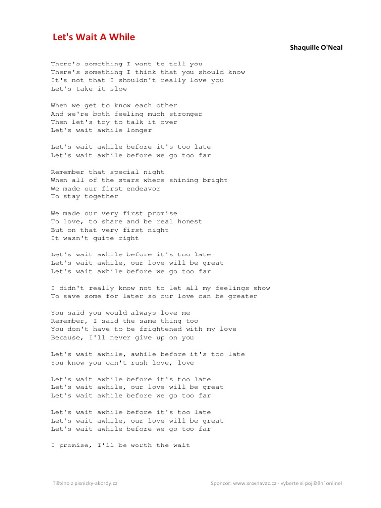 Lets Wait A While | PDF