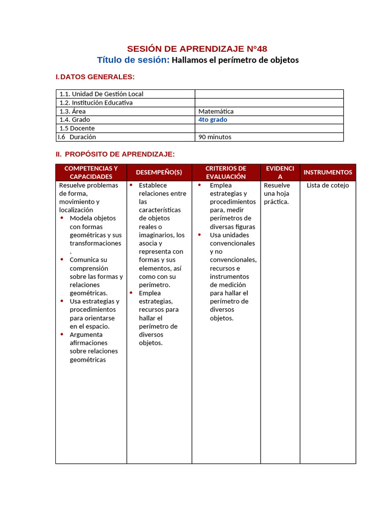 Sesion Mate. Hallamos El Perímetro de Objetos 107 | PDF