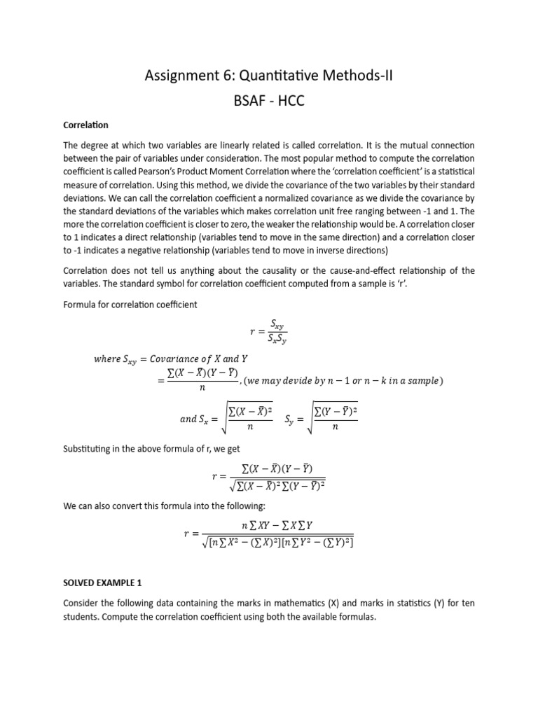 Assignment 6 Correlation Pdf