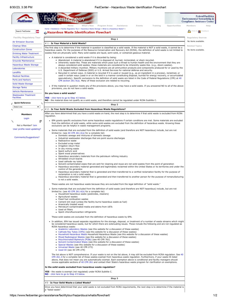 HANDOUT 1 - Hazardous Waste Identification Flowchart | PDF