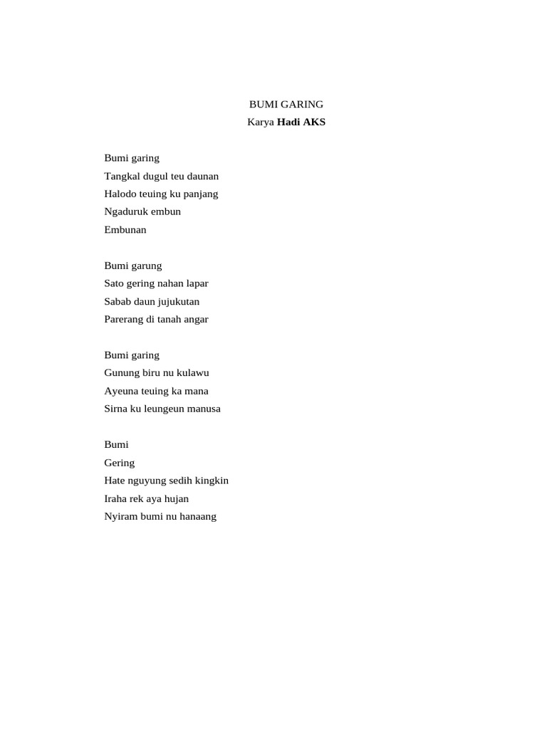 Sajak Bumi Garing | PDF