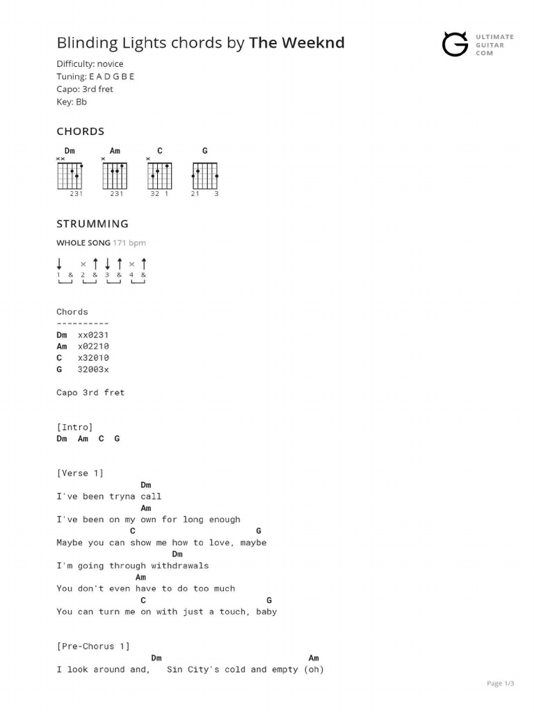 Blinding Lights Chords | PDF