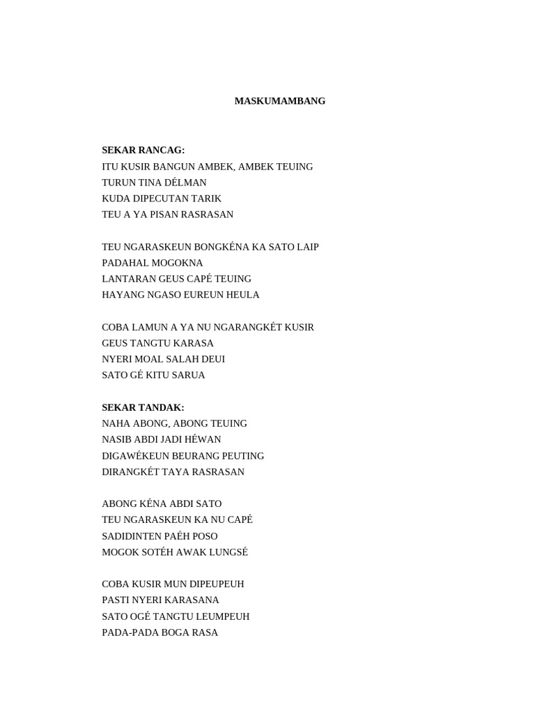 Pupuh MASKUMAMBANG | PDF