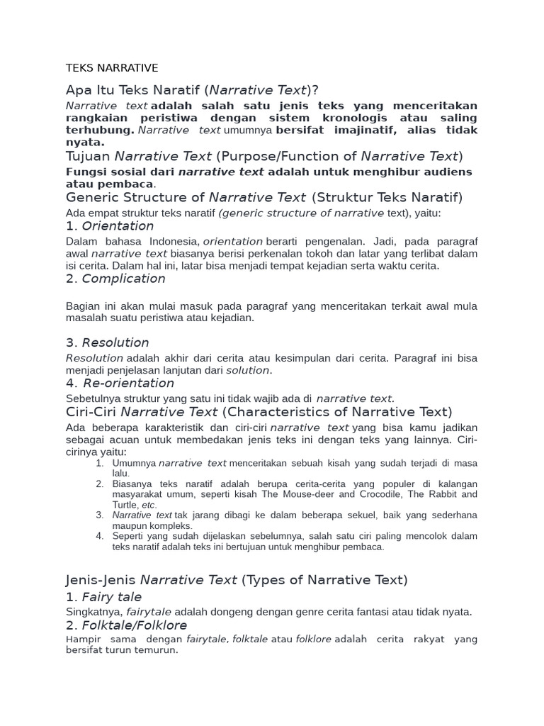 Materi Narrative Teks | PDF