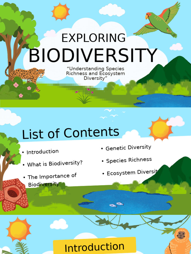 Blue and Green Illustrative Exploring Biodiversity Presentation | PDF