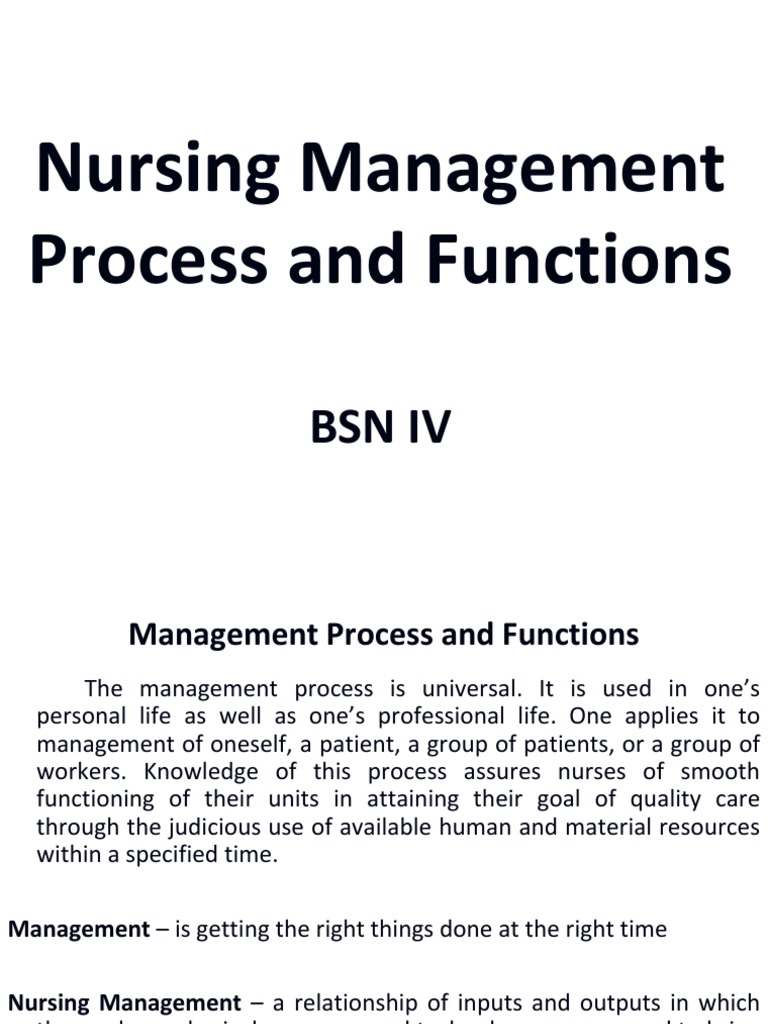 Nursing Management Process and Functions | Nursing | Patient
