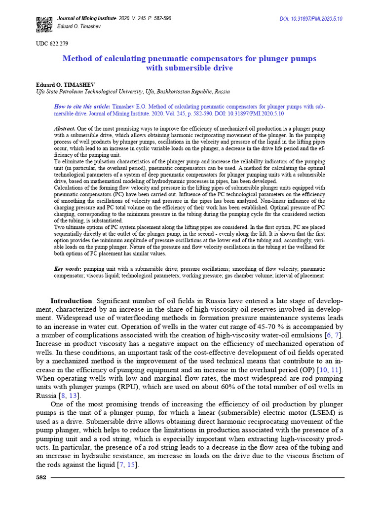 Method of Calculating Pneumatic Compensators For Plunger Pumps With ...