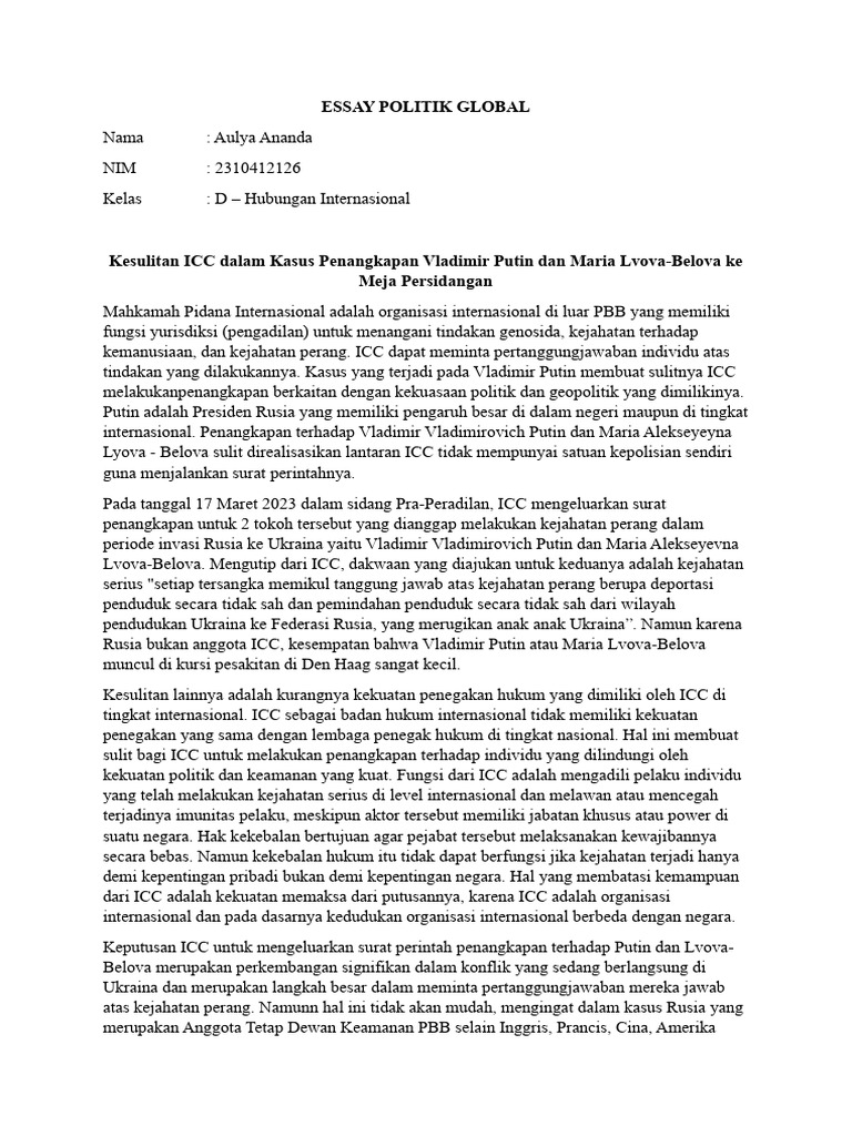 Essay Politik Global | PDF