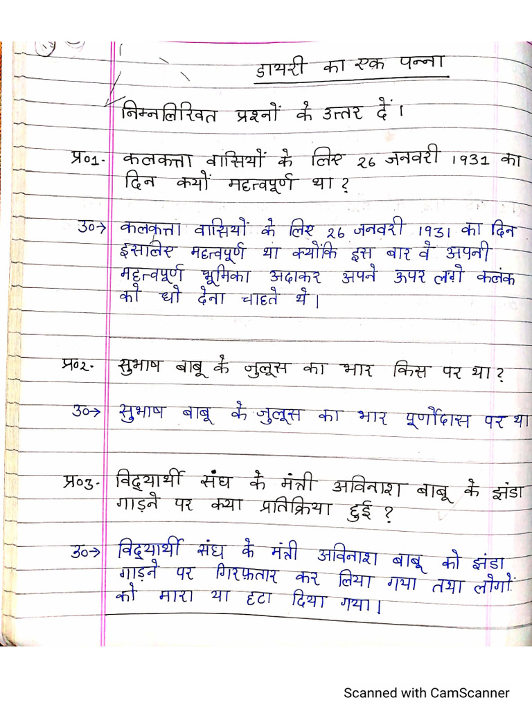 Std-10, Diary Ka Ek Panna Answers | PDF