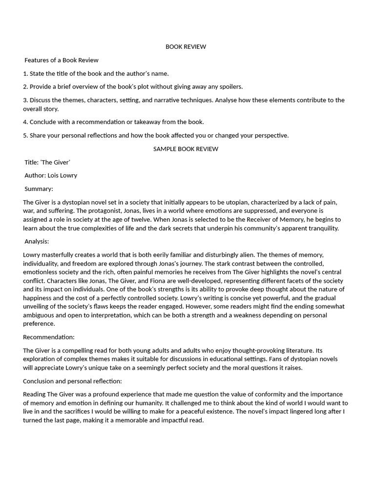 SAMPLE BOOK REVIEW | PDF