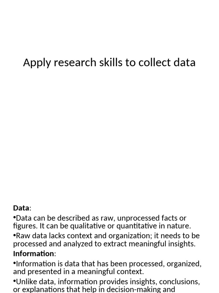 Research Methods Topic 3 Apply Research Skills To Collect Data 2 | PDF