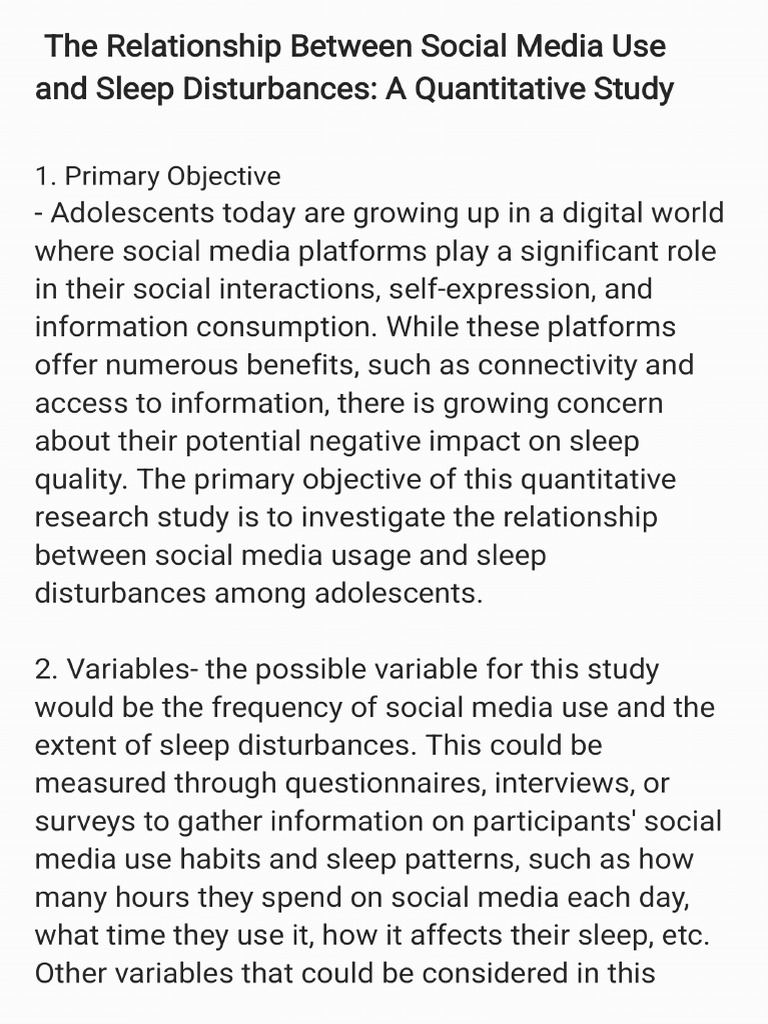 Relationship Between Social Media Use and Sleep Disturbances | PDF