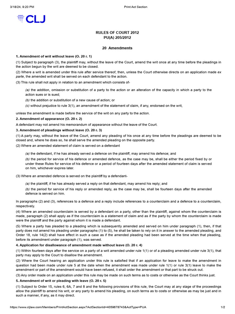 Order 20 Rule 5 PDF
