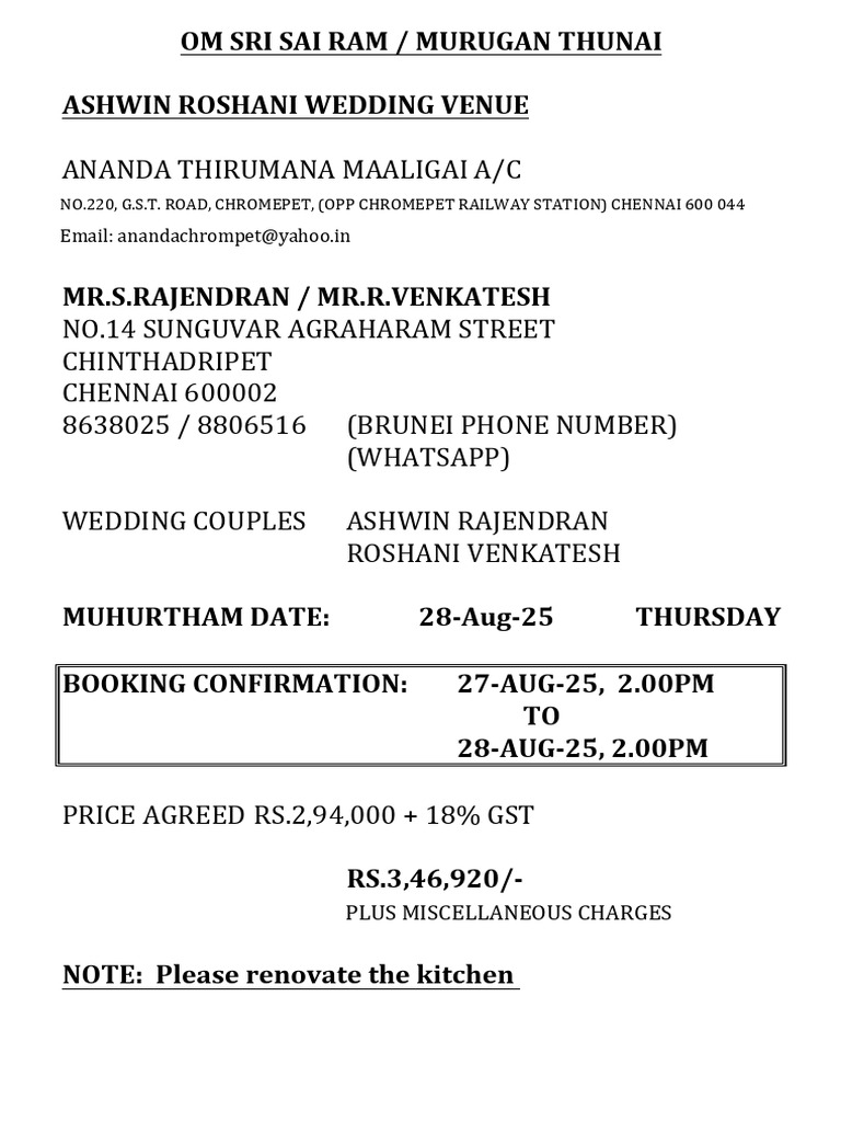 Wedding Venue Sheet1 | PDF