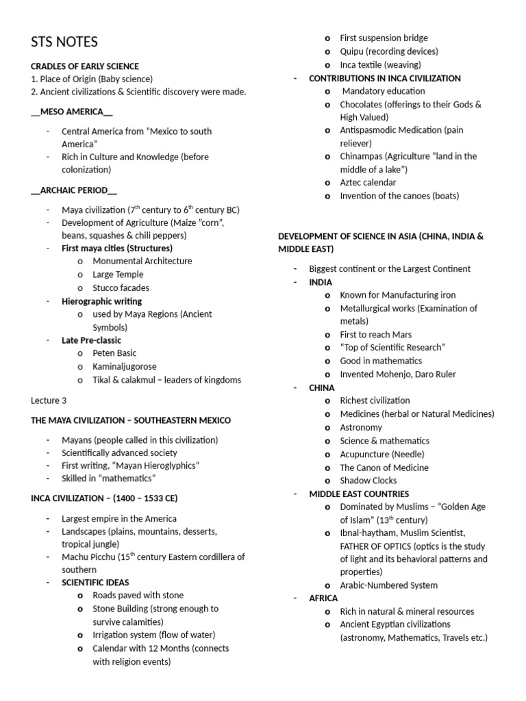 STS NOTES Lesson 1 To 3 | PDF