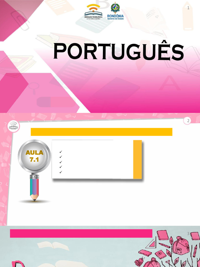 2.slide Aula 07 - L. Portuguesa - 1º ANO - 2024 - ALUNO | PDF