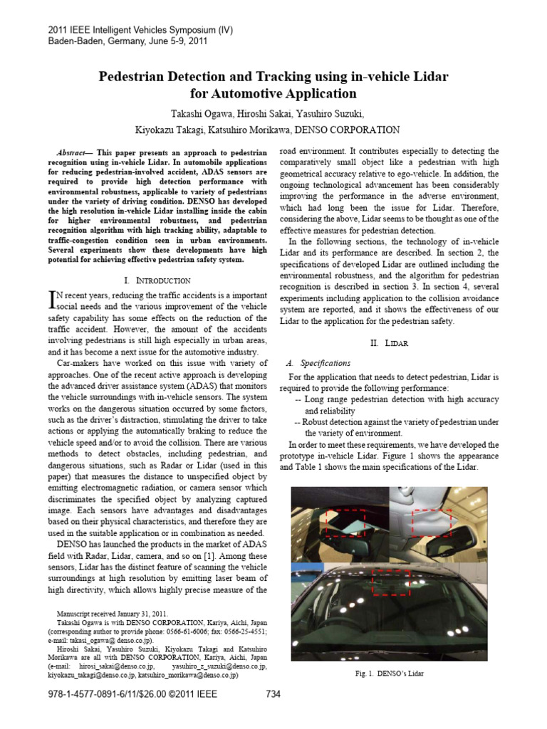 Pedestrian Detection And Tracking Using In Vehicle Lidar Pdf