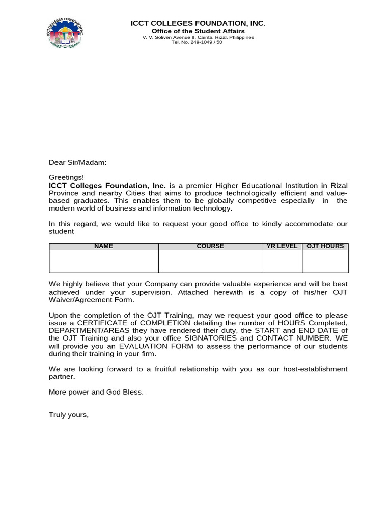 OJT Request and Completion Details | PDF