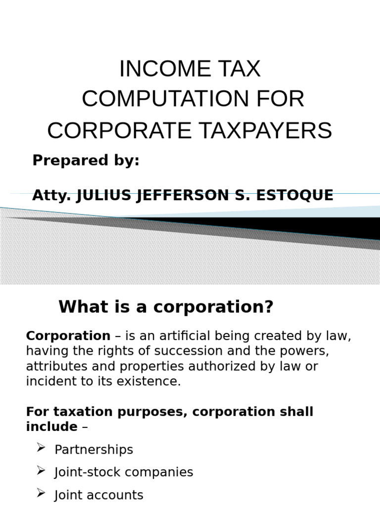 Corporate Income Tax Part 1 | PDF