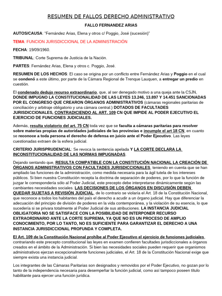 Resumen de Fallos Derecho Administrativo | PDF