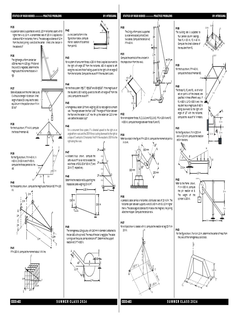 Practice Problems-Statics of Rigid Bodies_2 (1) | PDF