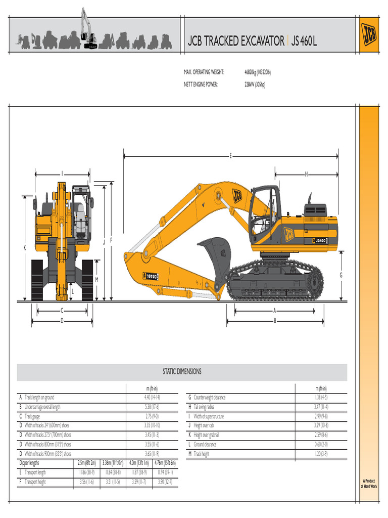 Ficha Tecnica Excavadora JCB | PDF