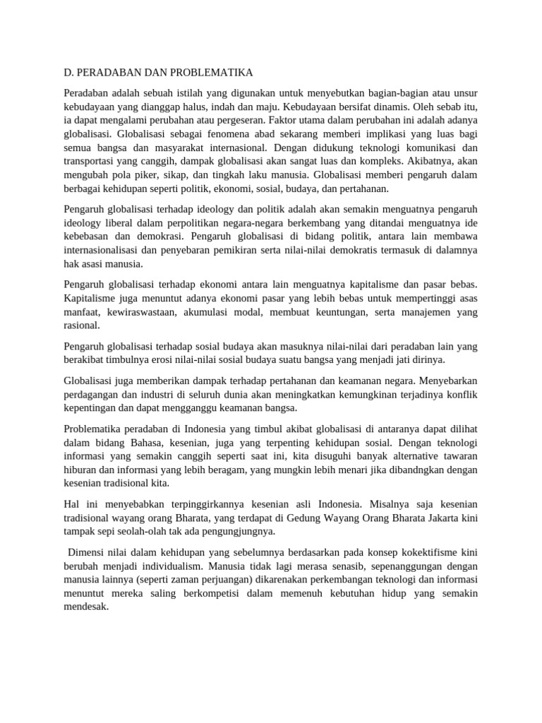 PSB Peradaban Dan Problematika | PDF