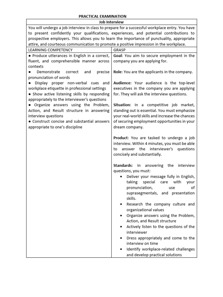 Finals - Practical Exam Instructions Rubrics | PDF