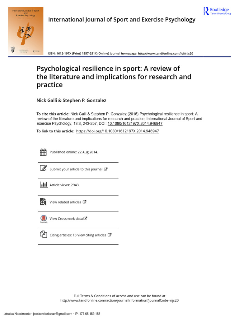 Psychological Resilience in Sport A Review of The Literature and ...