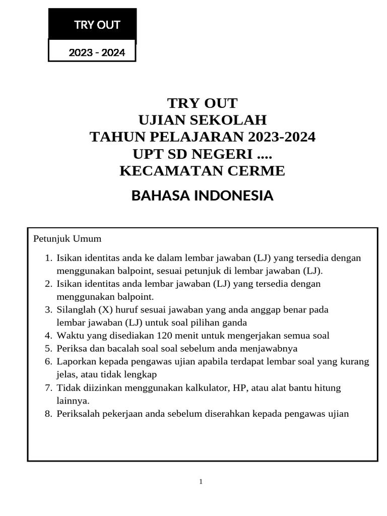 Tryout Bindo 24 | PDF