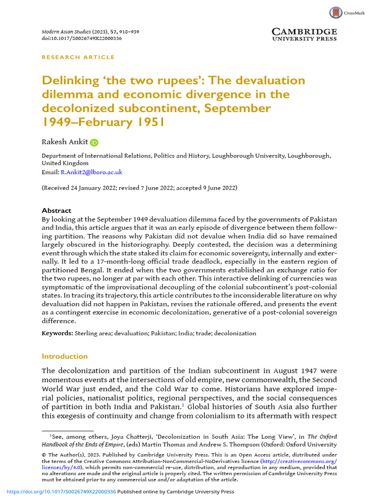 Delinking The Two Rupees The Devaluation Dilemma | PDF