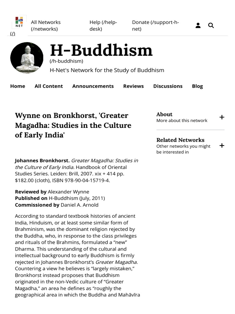 Wynne On Bronkhorst, 'Greater Magadha: Studies in The Culture of Early ...
