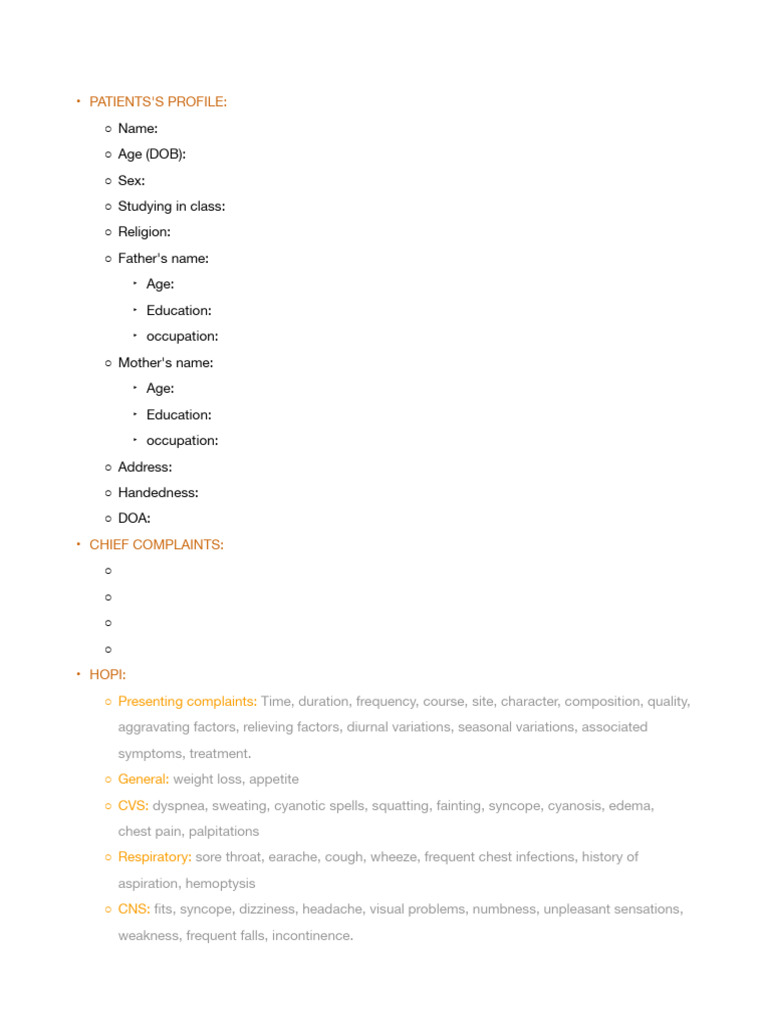 Pediatrics History Taking | PDF | Pregnancy | Childbirth