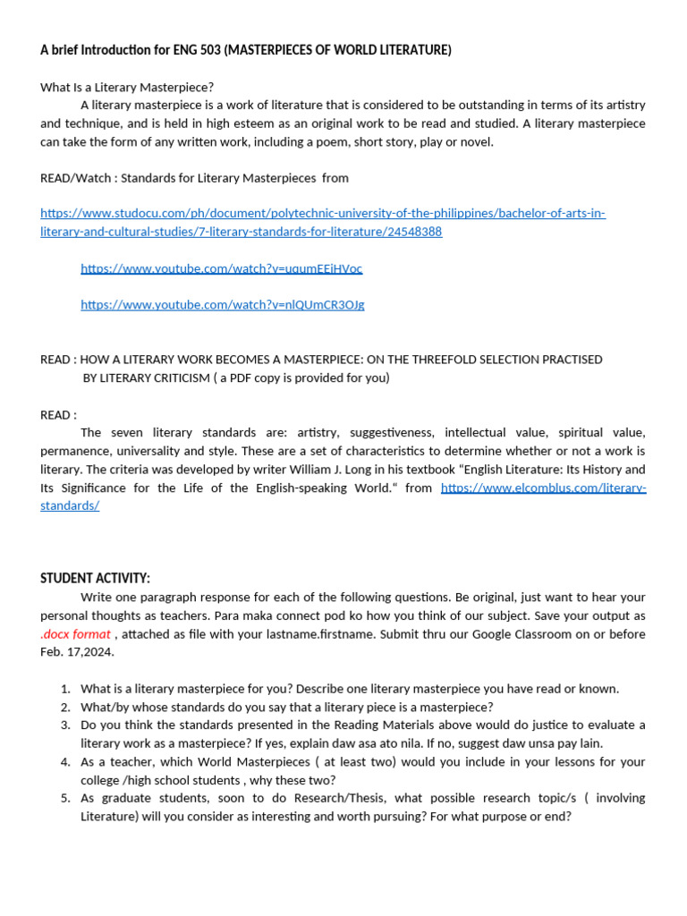 A Brief Introduction For SGS ENG 503 | PDF