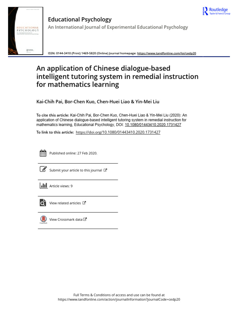 An Application of Chinese Dialogue-Based Intelligent Tutoring System in Remedial Instruction For ...