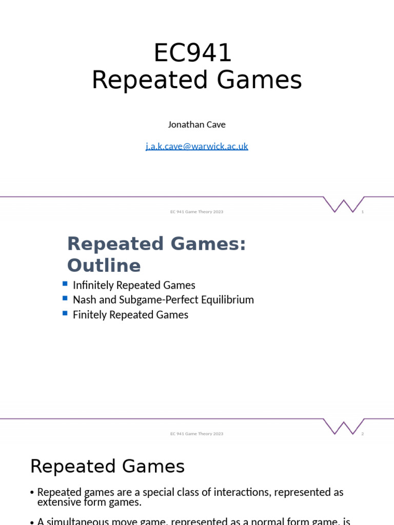 Repeated Games in Game Theory | PDF | Mathematical And Quantitative ...