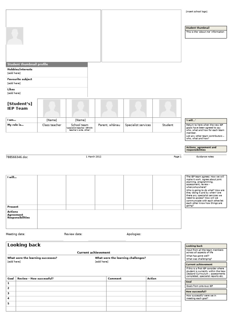 IEP Template | PDF