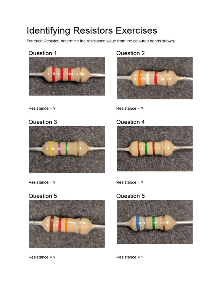 Lesson Identifying Resistors Exercises | PDF