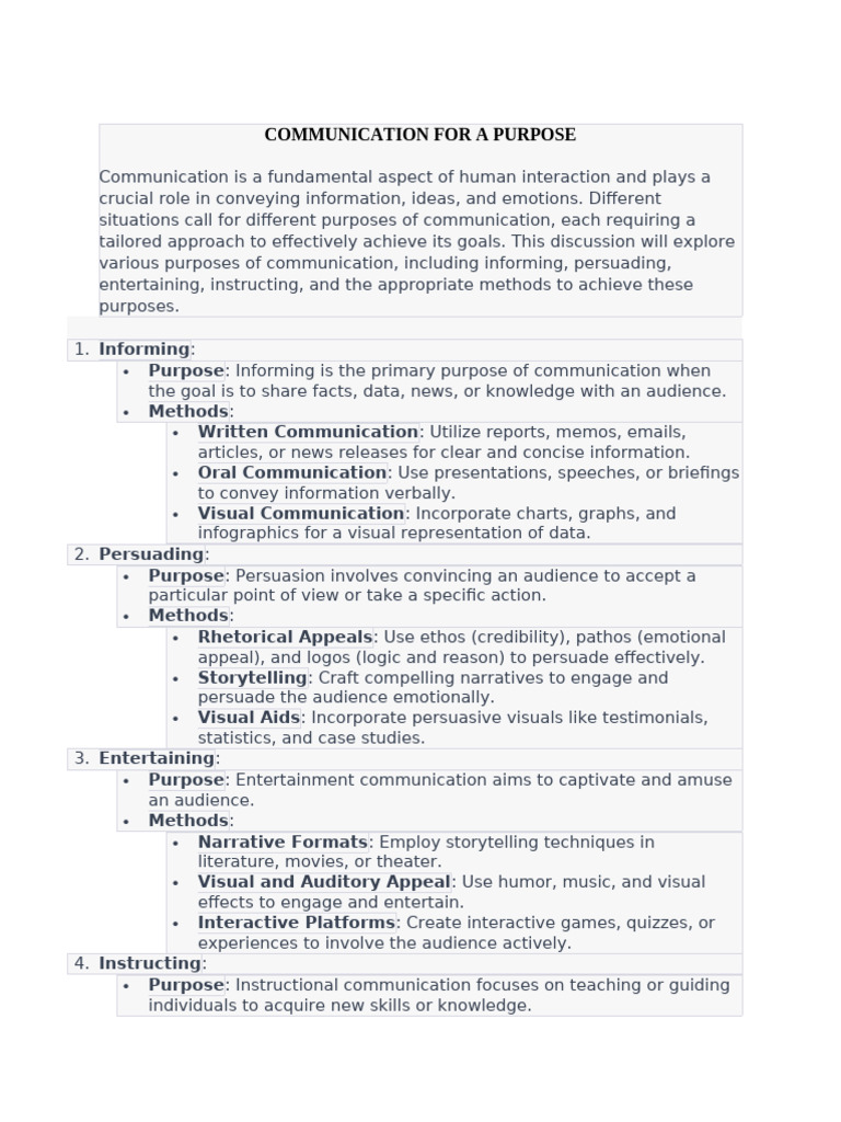 Purposes of Communication | PDF