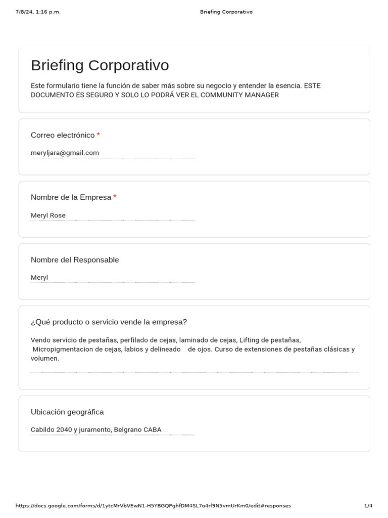 Brief CM - Formularios de Google | PDF