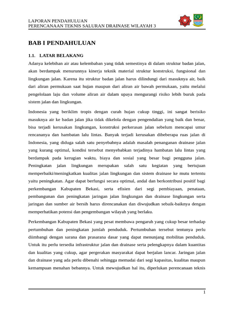 Laporan Pendahuluan Wilayah 3-05082024 - Rev | PDF