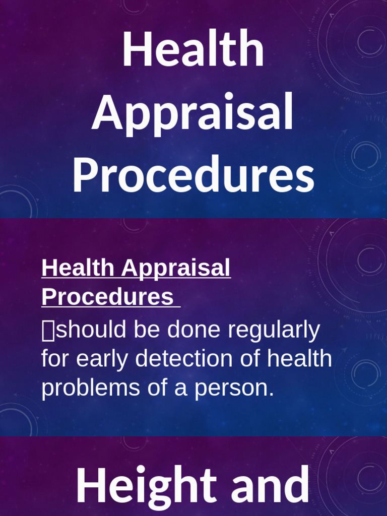 Health Appraisal Procedures | PDF