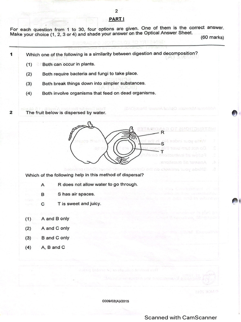 PSLE Science 2015 | PDF