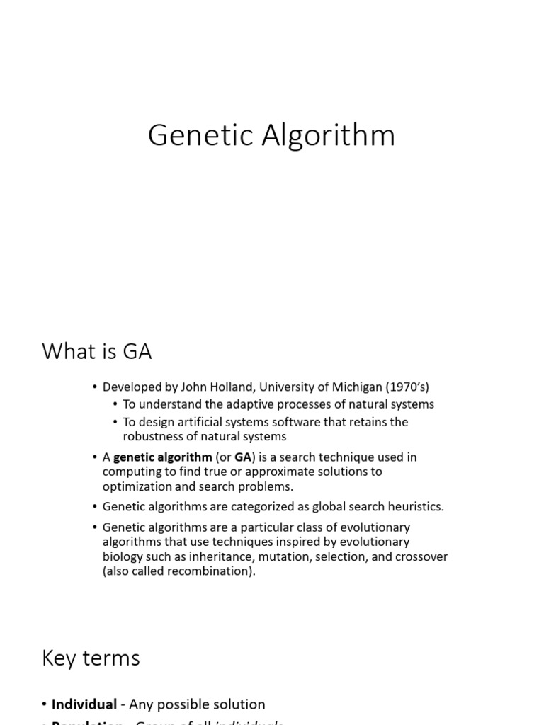 Genetic Algorithm | PDF