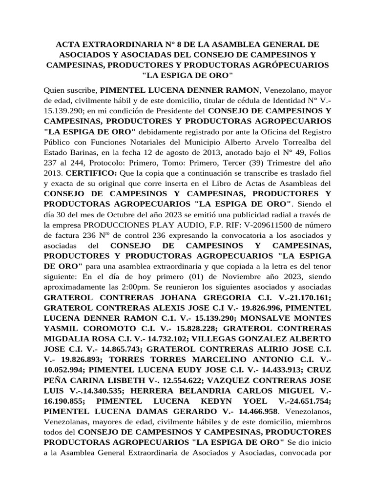 ACTA 8 Espiga de Oro | PDF