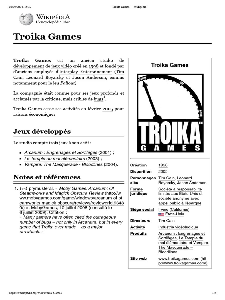 Troika Games - Wikipédia | PDF