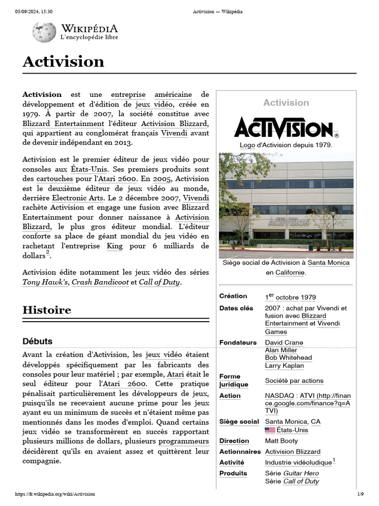 Activision — Wikipédia | PDF