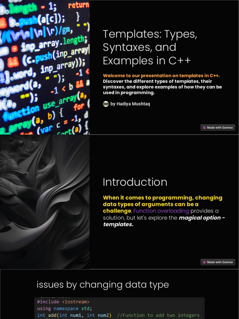 Templates in C++ by Hadiya | PDF | Art | Computers