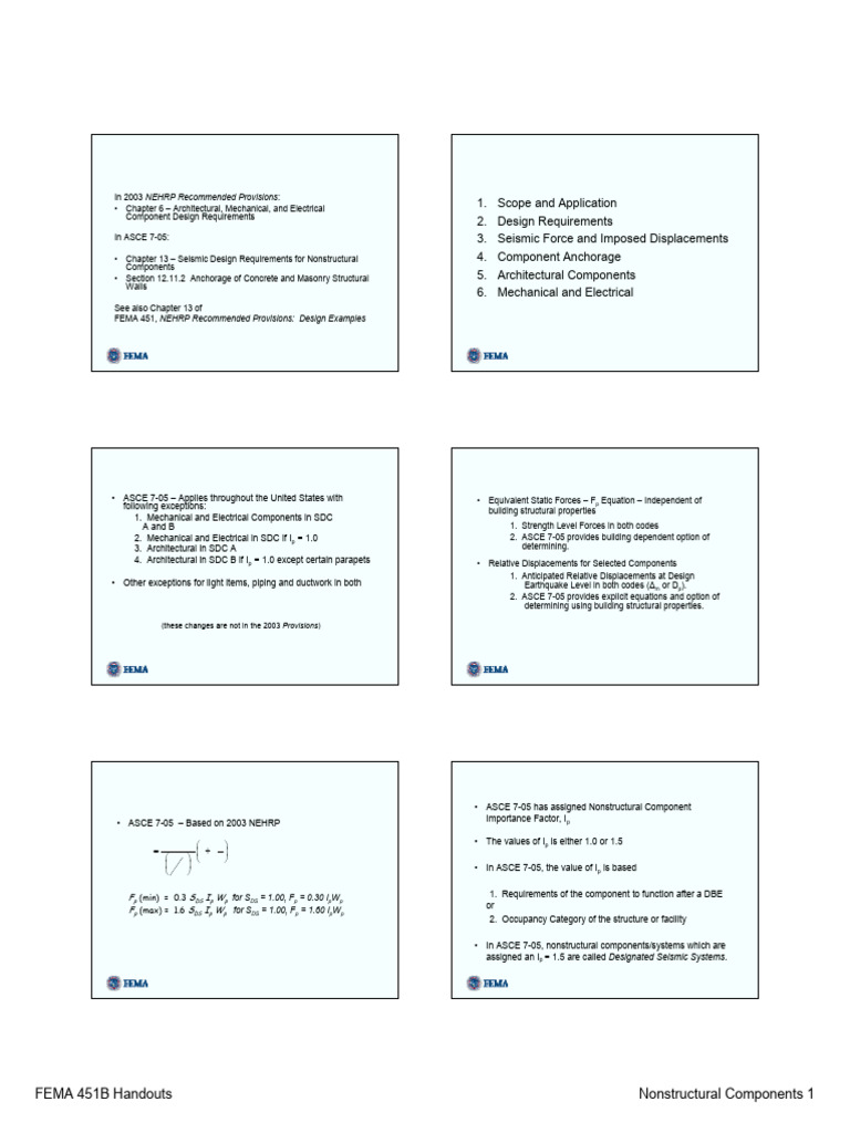 (PPT) Nonstructural Components - FEMA 451 | PDF