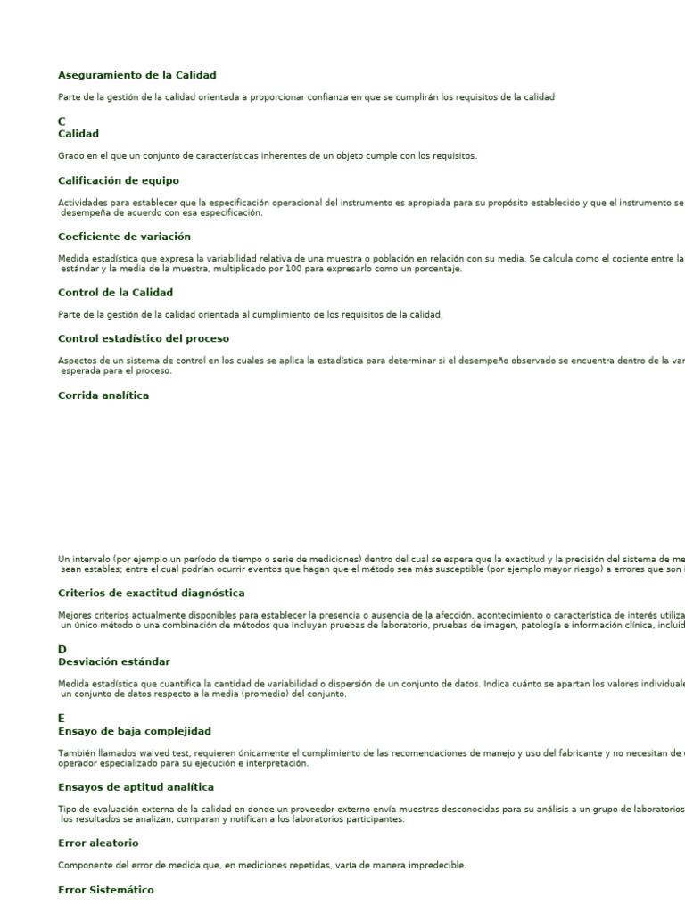 Glosario Calidad | PDF